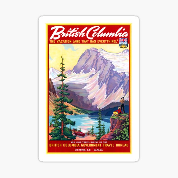 "Canada British Columbia Vintage Poster Restored" Sticker for Sale by ...