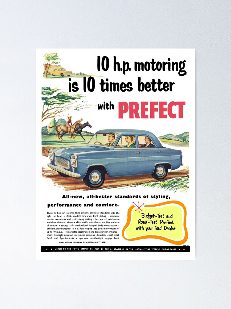"FORD PREFECT" Poster by ThrowbackMotors | Redbubble