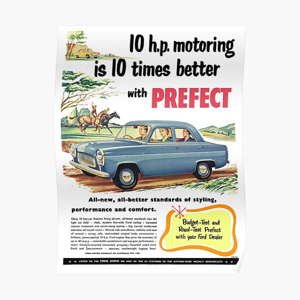 "FORD PREFECT" Poster by ThrowbackMotors | Redbubble