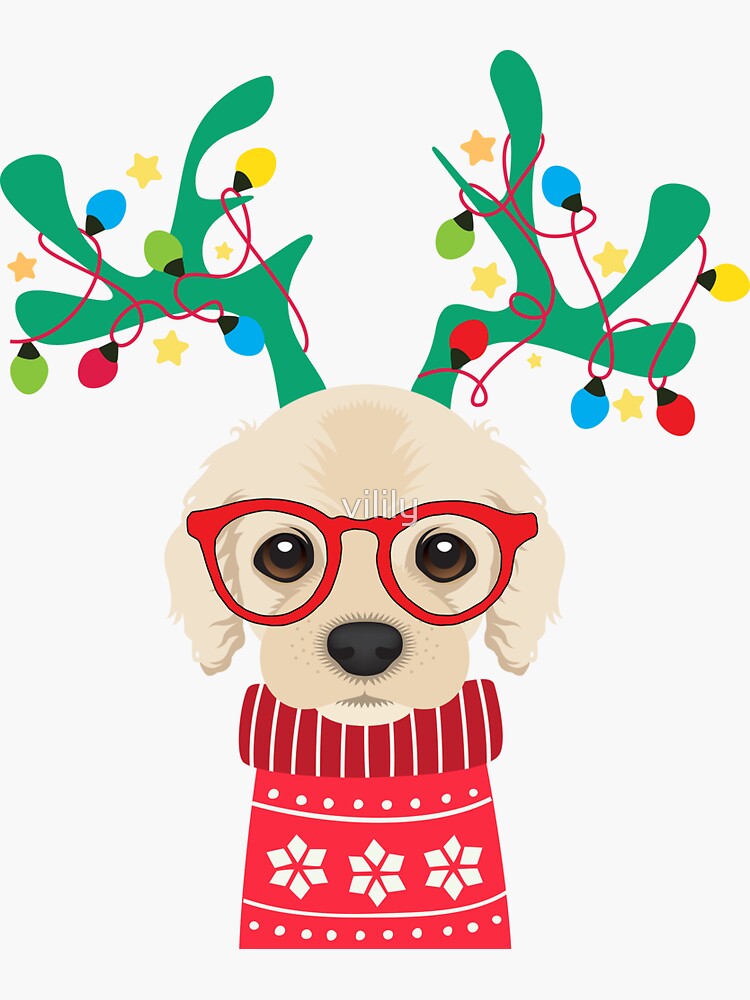 "Cocker Spaniel Funny Holiday Xmas Christmas" Sticker for Sale by ...