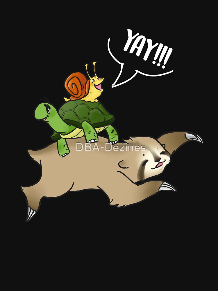 "Sloth, Turtle and Snail Piggyback" T-shirt for Sale by DBA-Dezines ...