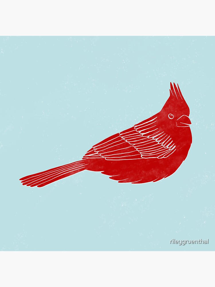 "cardinal block print" Sticker for Sale by rileygruenthal | Redbubble