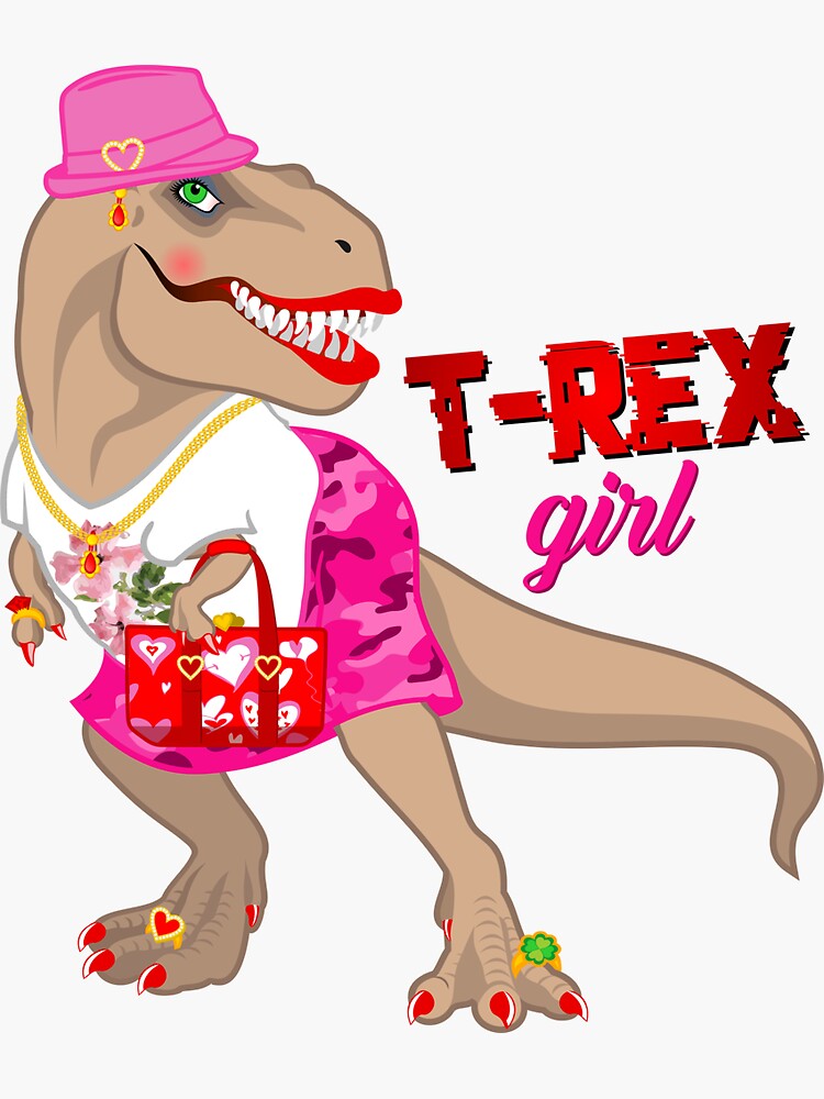 T Rex Girl Sticker For Sale By Sasha69 Redbubble