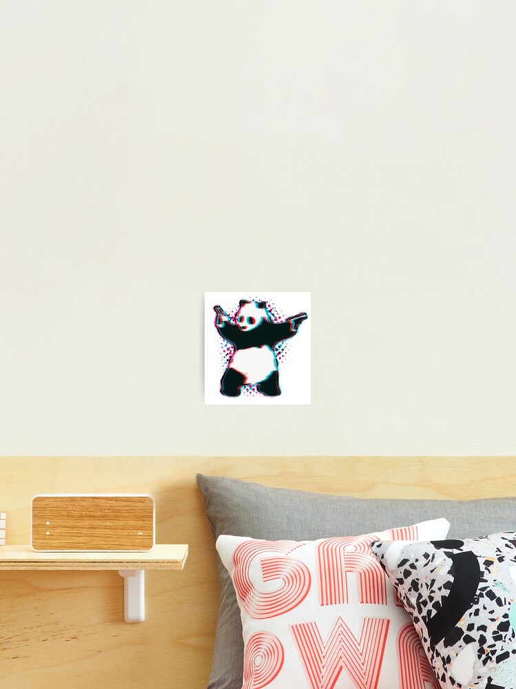 "Banksy Panda with guns black and white 3D anaglyph Retro effect ...