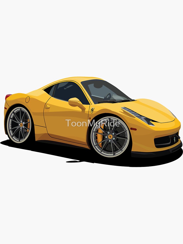 "Ferrari 458 Supercar Cartoon" Sticker for Sale by ToonMyRide | Redbubble
