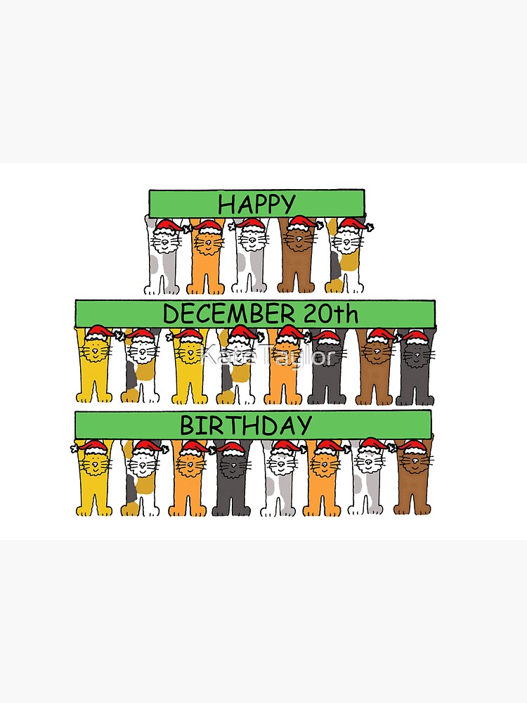"December 20th Birthday Cartoon Cats Wearing Santa Hats" Sticker for ...