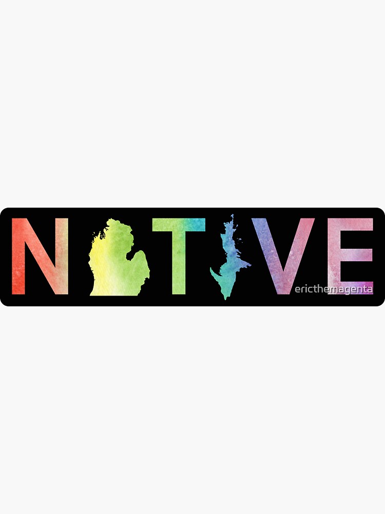 "Native Michigander State of Michigan Local Rainbow Watercolor" Sticker ...
