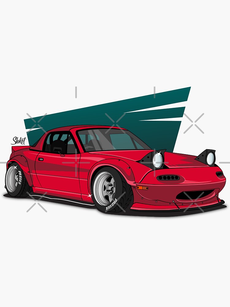 "WIDE BODY MIATA" Sticker by shketdesign | Redbubble