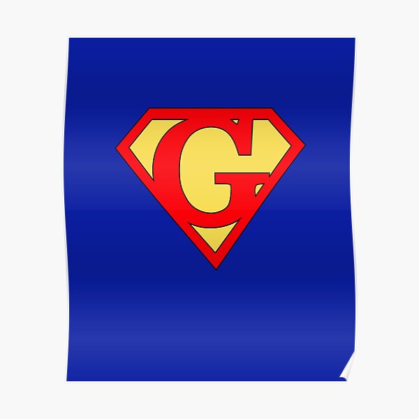 "Superhero Superheroine Letter G Shield Red Yellow (version 1)" Poster ...