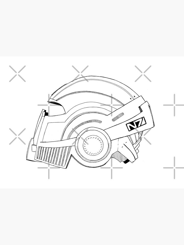 "N7 Helmet Line Drawing | Mass Effect" Poster for Sale by surik ...