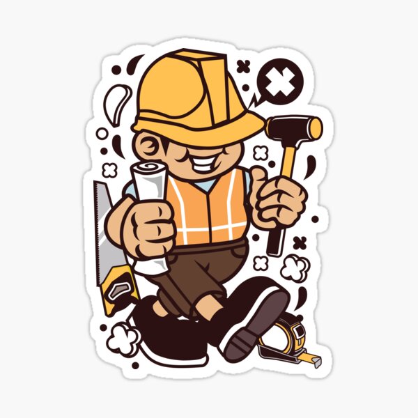 "Construction Worker Cartoon Character - Funny illustration for people ...