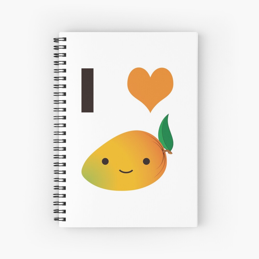 "I Love Mango Cute Kawaii Smiling Mango" Spiral Notebook for Sale by ...