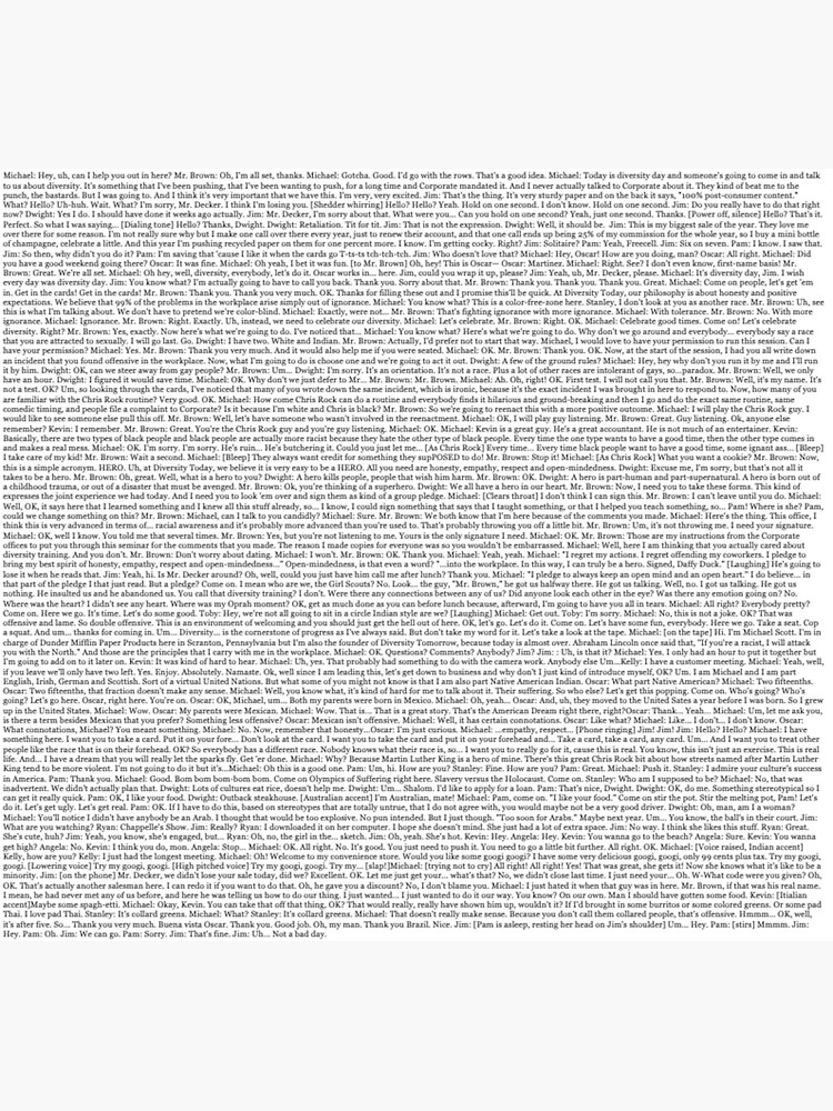 "The office diversity day script" Poster by evolky13 | Redbubble
