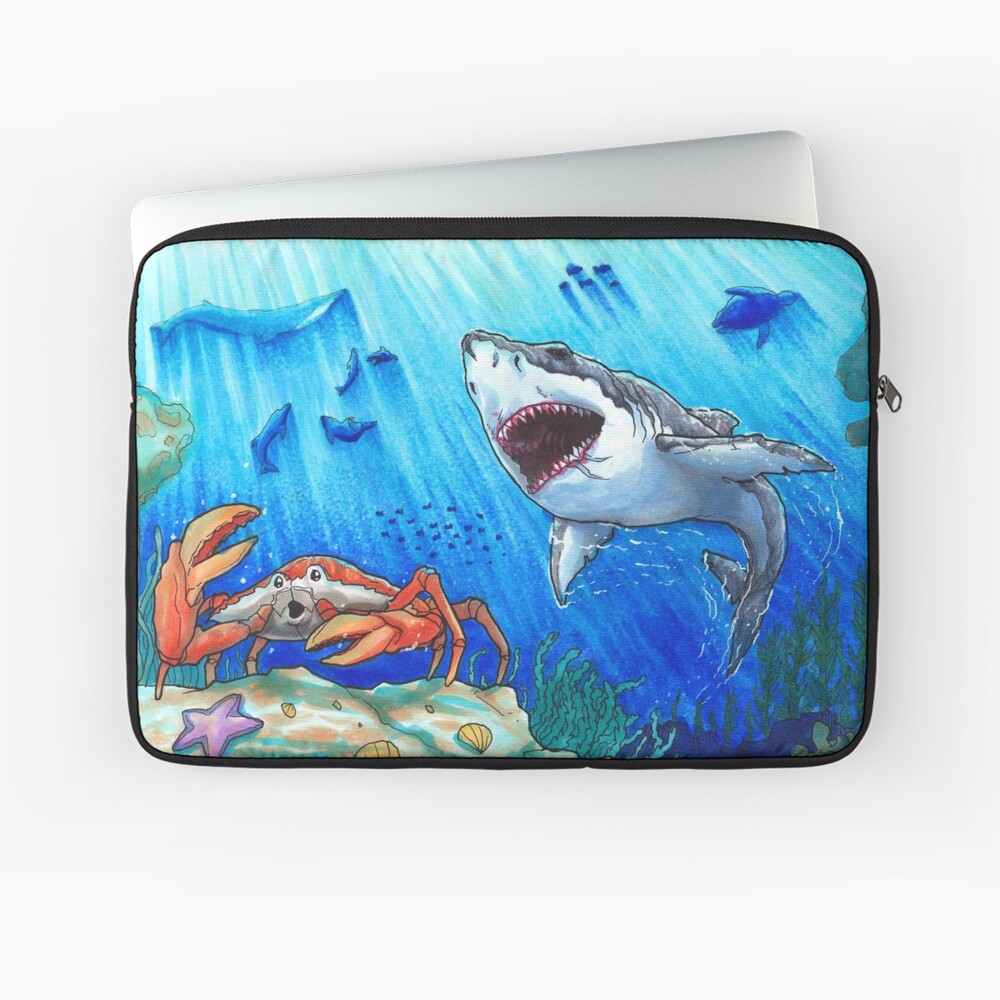 "Shark Attack!" Laptop Sleeve for Sale by JazzaStudios | Redbubble