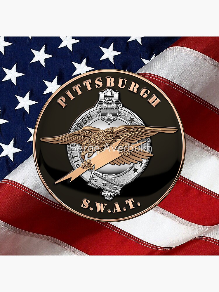 "Pittsburgh Police S.W.A.T. Team Emblem over American Flag" Sticker for ...