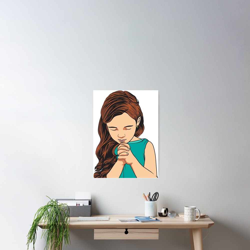 Póster «Esta una niña orando a Dios La niña pequeña Caucásica Étnico ...