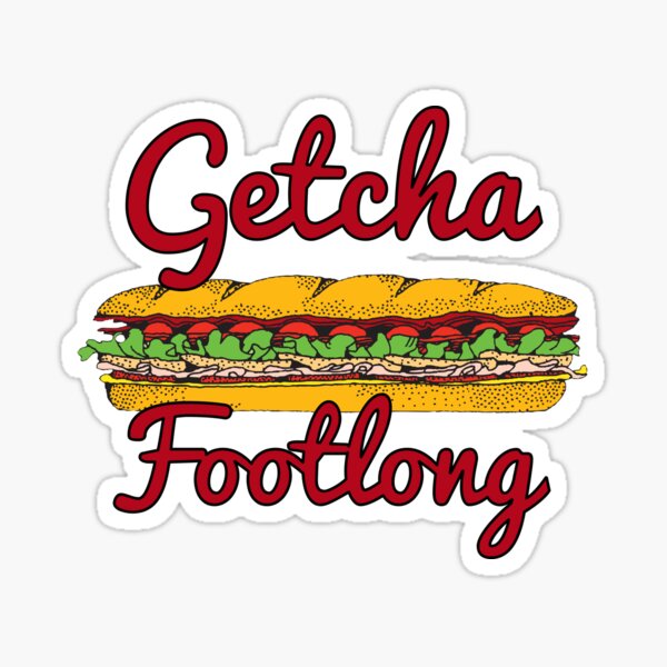 "Getcha Footlong Funny Design - Red" Sticker for Sale by ...