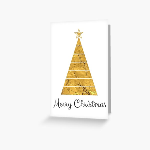 "Merry Christmas, Gold Christmas Tree Card" Greeting Card for Sale by ...