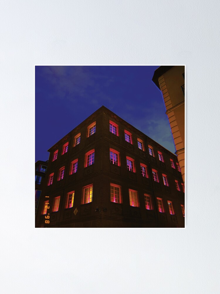 "Pink Neon Building" Poster by Elise-G | Redbubble