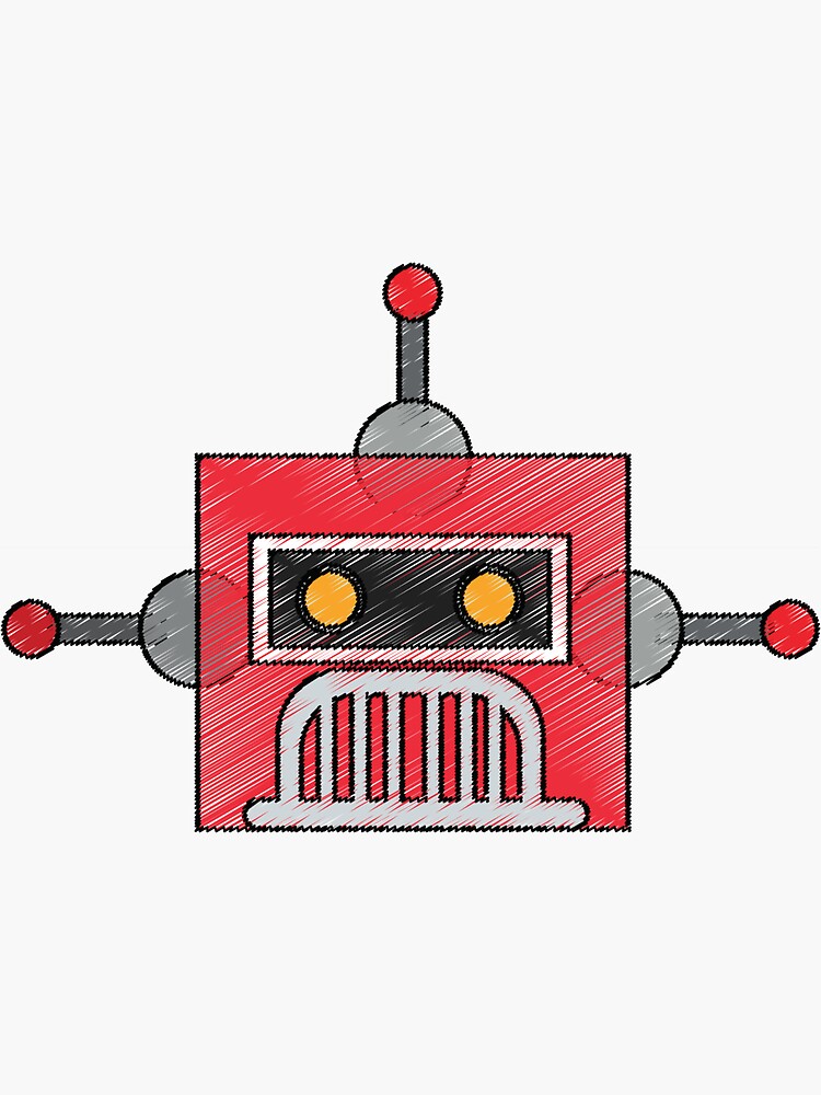 "Red Robot Face" Sticker for Sale by SpacemanSam13 | Redbubble