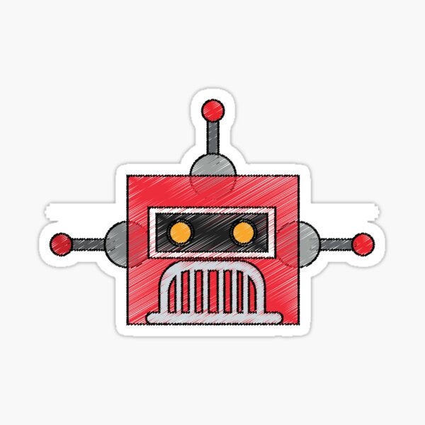 "Red Robot Face" Sticker for Sale by SpacemanSam13 | Redbubble