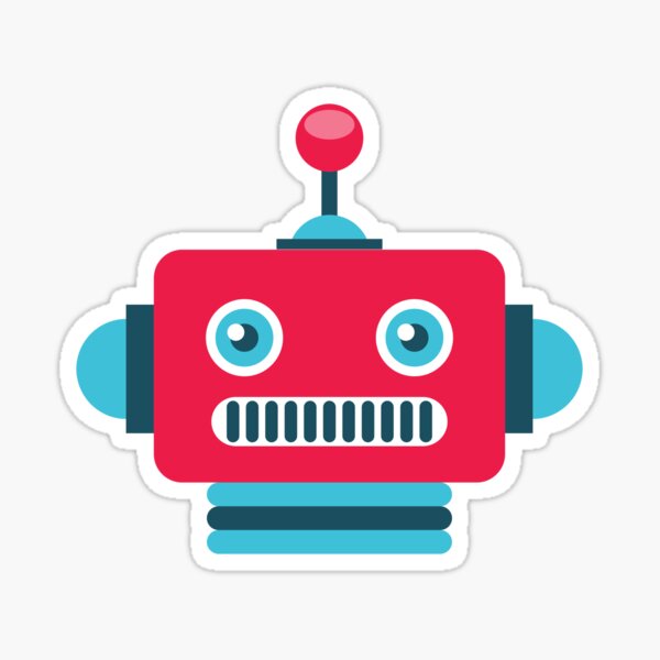 "Cute Red Robot Face" Sticker for Sale by SpacemanSam13 | Redbubble