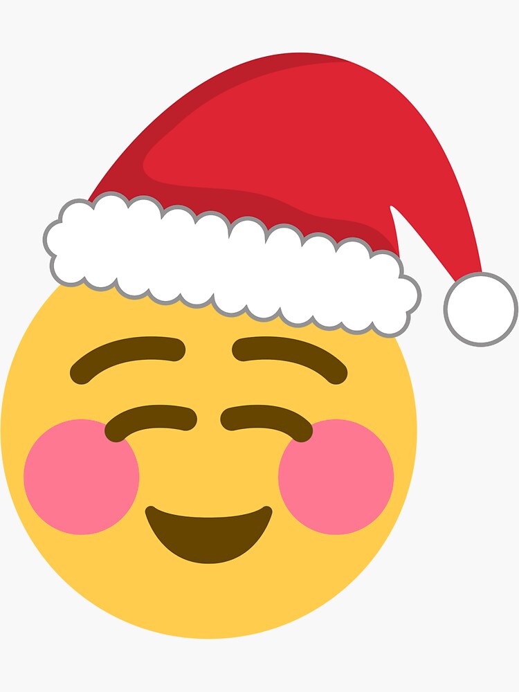 "Blushing Santa Emoji" Sticker for Sale by SpacemanSam13 | Redbubble