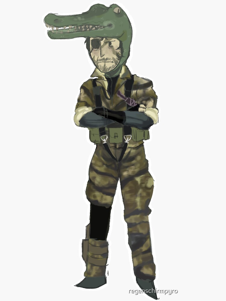 "metal gear croc helmet snake" Sticker by regenschirmpyro | Redbubble