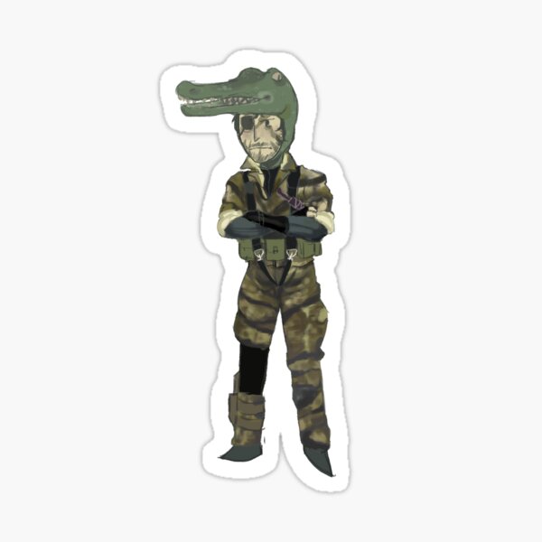 "metal gear croc helmet snake" Sticker by regenschirmpyro | Redbubble