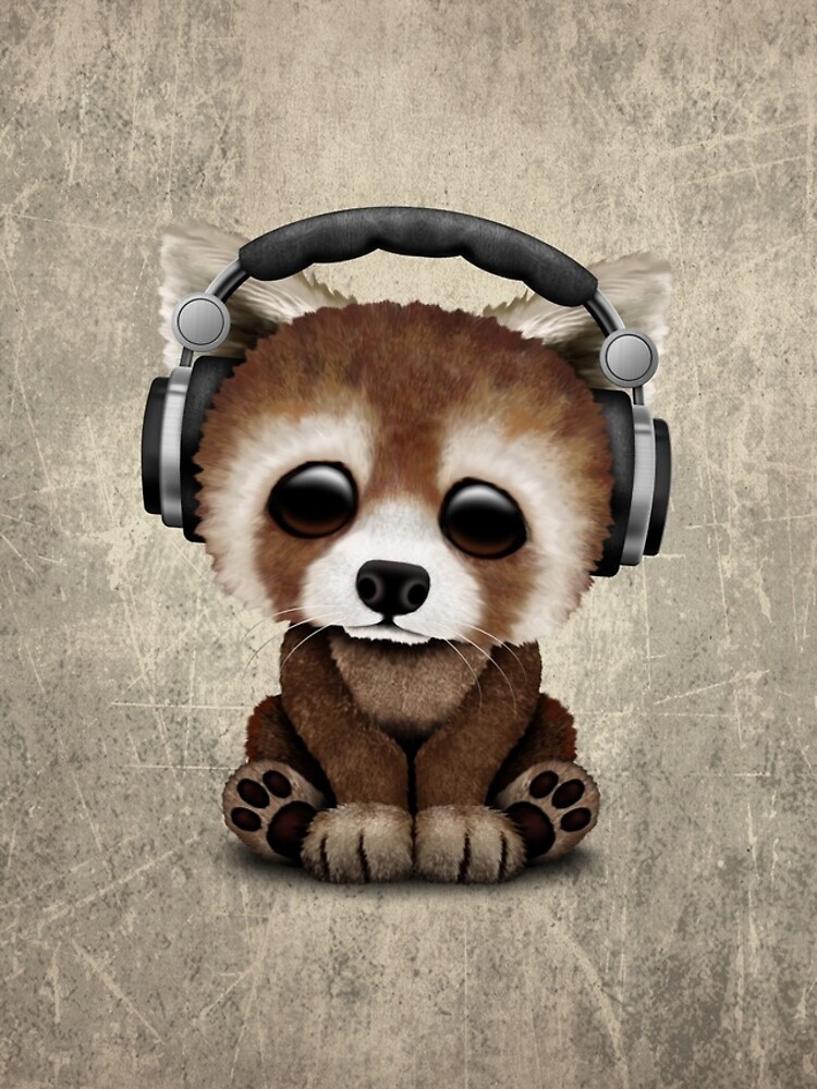 "Cute Baby Red Panda Deejay Wearing Headphones" iPhone Case for Sale by ...