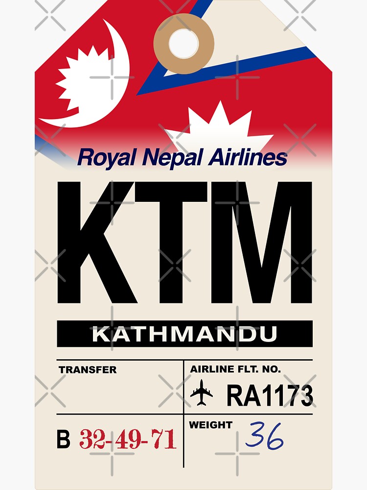 "Kathmandu (KTM) Airline Luggage Tag" Sticker for Sale by ...