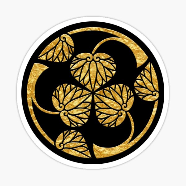 "Japanese Mon Mitsuwari Tachi Aoi" Sticker by Takeda-art | Redbubble