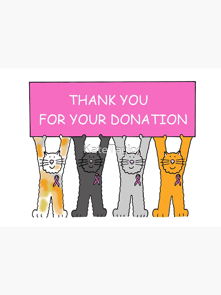 "Thank You for Your Donation Pink Ribbon Breast Cancer Cartoon Cats ...
