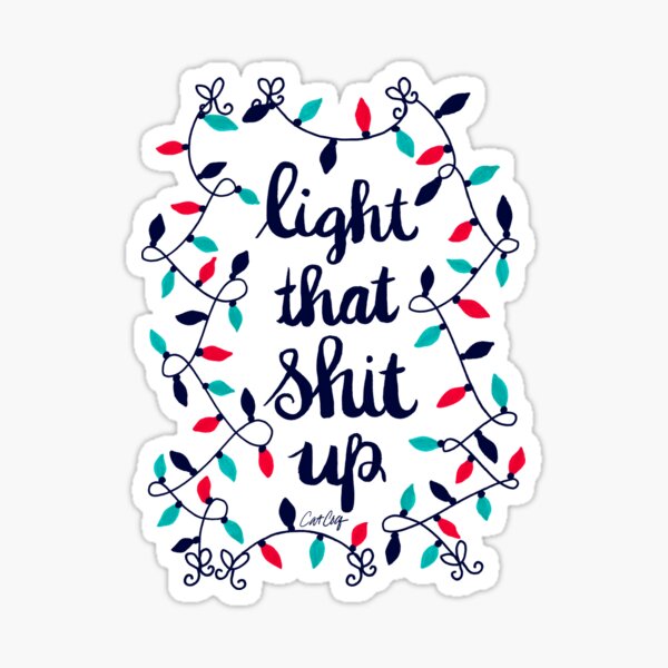 "Light That Shit Up – Rainbow Bulbs on Navy" Sticker for Sale by Cat ...