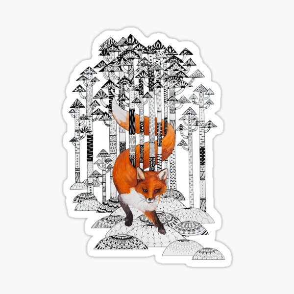 "Fox winter forest" Sticker for Sale by Ruta | Redbubble