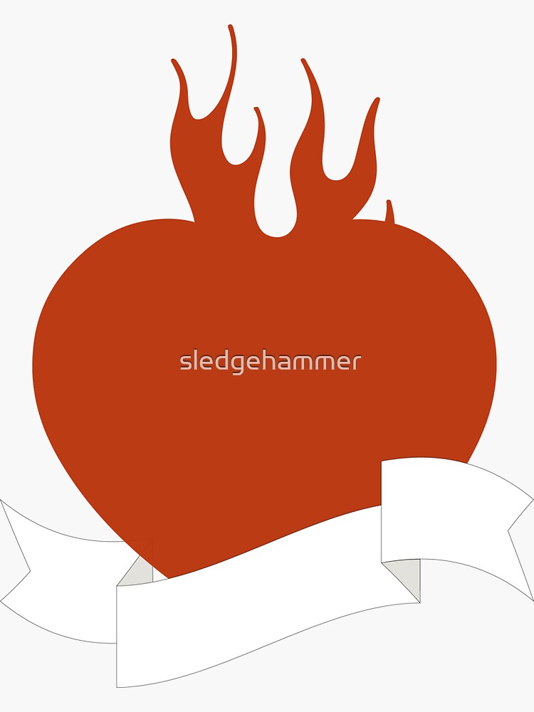 "Flaming heart sticker" Sticker for Sale by sledgehammer | Redbubble