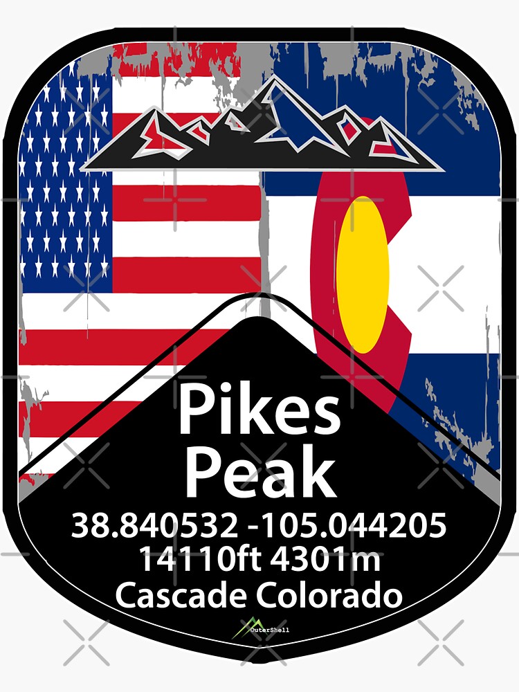 "Pikes Peak Colorado USA Sticker T-Shirt 02" Sticker for Sale by ...
