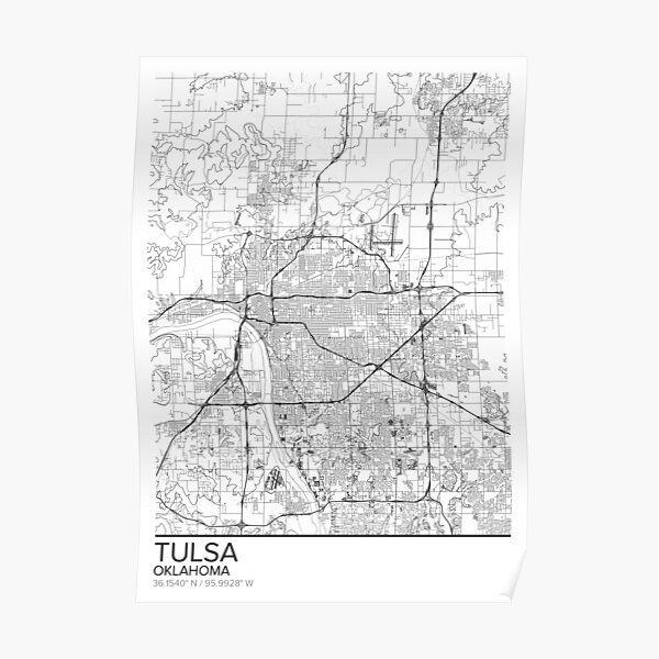 "Tulsa map poster print wall art, Oklahoma gift printable, Home and ...