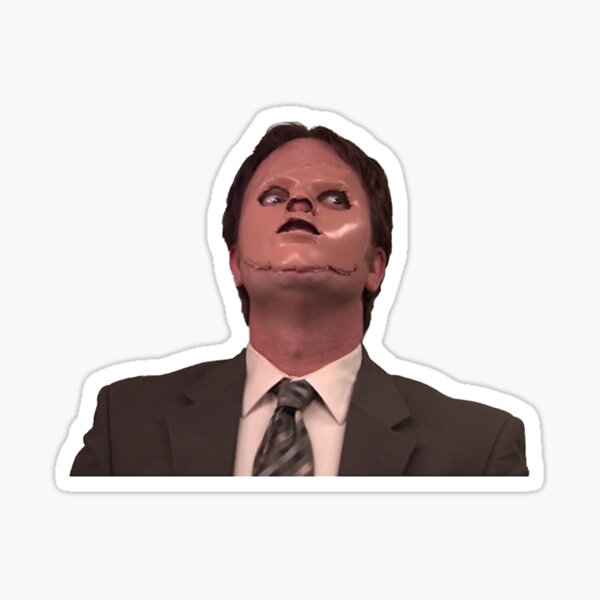 "Dwight Schrute 'skin mask' " Sticker by hood112 | Redbubble