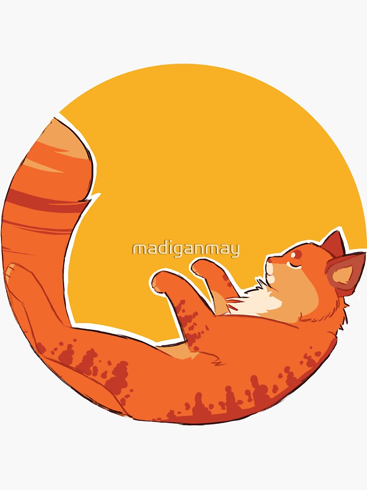 "firestar fire heart orange cat sleeping" Sticker by madiganmay | Redbubble