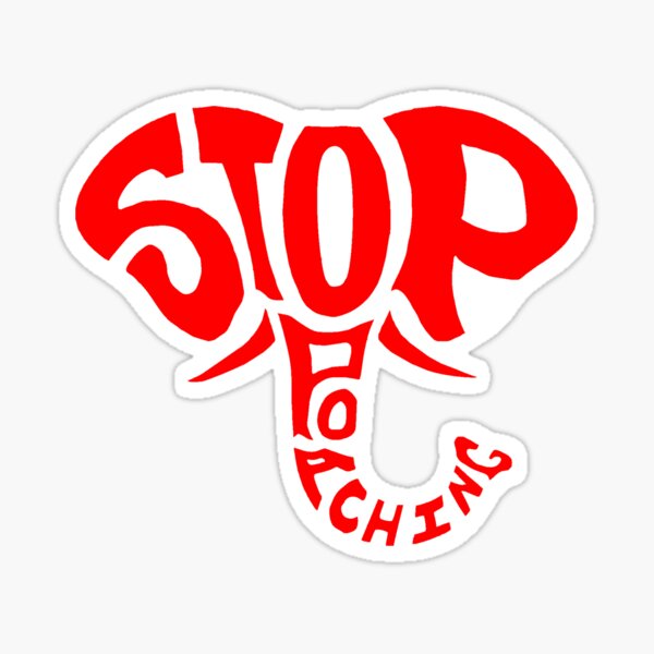 "Stop Poaching Elephant: Red" Sticker for Sale by Rhinosaurus | Redbubble