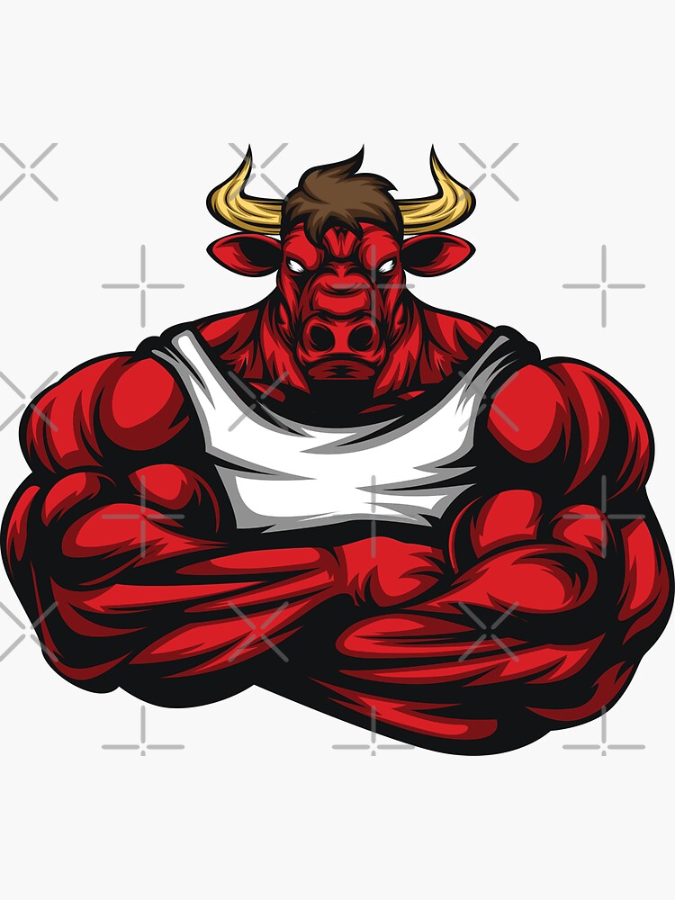 "Strong Like Bull Bodybuilding, Weightlifting Gym T-Shirt Gift" Sticker ...