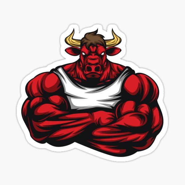 "Strong Like Bull Bodybuilding, Weightlifting Gym T-Shirt Gift" Sticker ...
