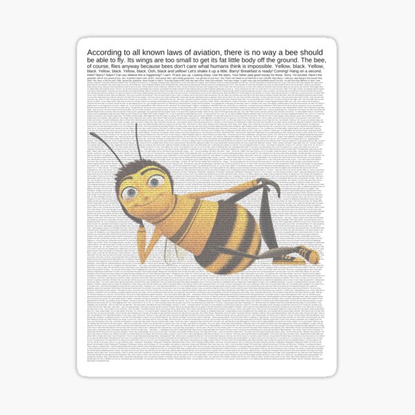 "Bee Movie Script" Sticker for Sale by azcm5158 | Redbubble