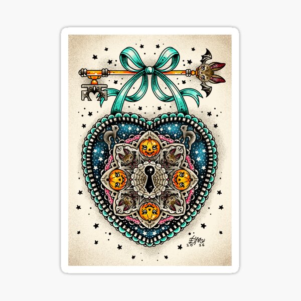 "Halloween Locket Cute Traditional Tattoo Flash" Sticker for Sale by ...