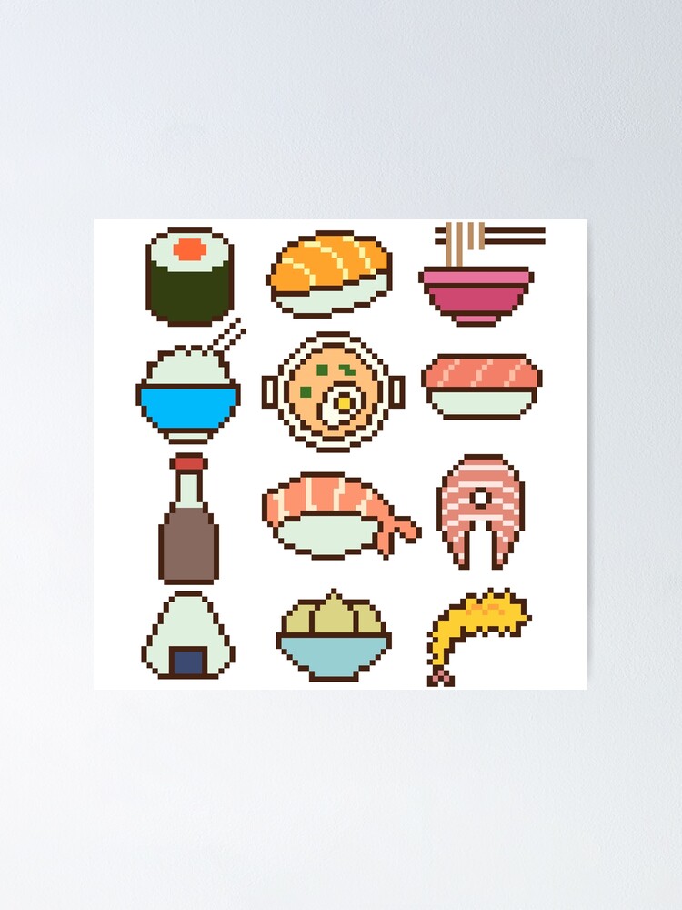 "8-bit Japanese Food" Poster by petprints | Redbubble