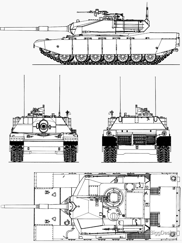 "M1 Abrams Blueprints" Sticker for Sale by BiggDesign | Redbubble
