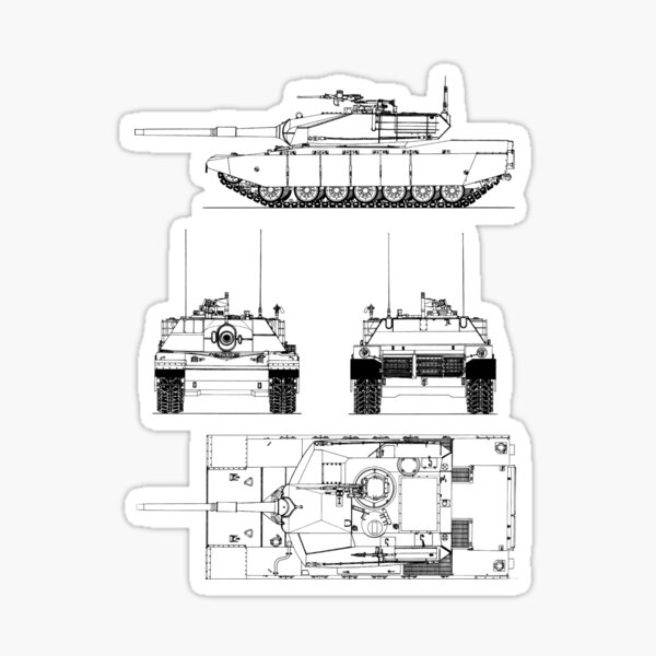 "M1 Abrams Blueprints" Sticker for Sale by BiggDesign | Redbubble