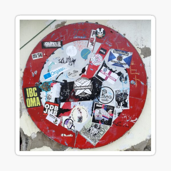 "Traffic sign with stickers" Sticker by Hilbert72 | Redbubble