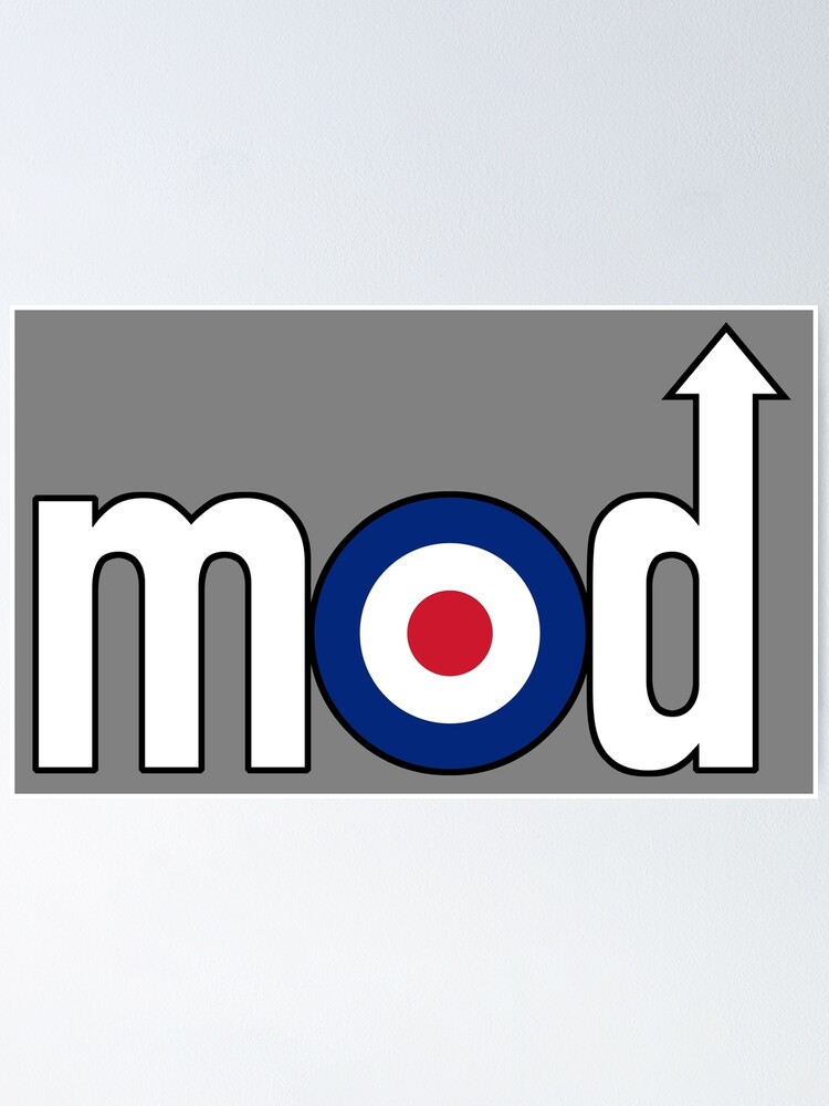 "Mod Logo with Arrow, White (Medium)" Poster by shavenmonkeys | Redbubble
